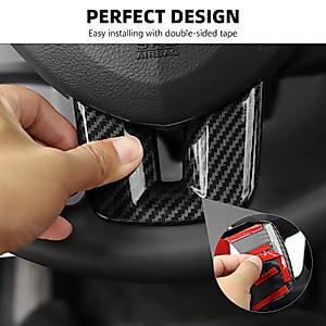 RAZPOY Steering Wheel Trim, Steering Wheel Cover Interior Decoration Accessories Compatible with 2009-2014 Dodge Challenger/Charger/War Horse/Durango//Dart/Journey Coolway 2013-2022 (Carbon Fiber)