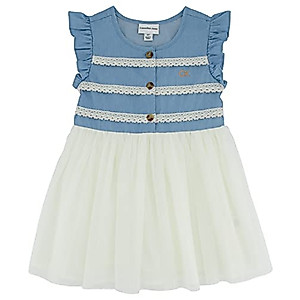 Calvin Klein Baby Girls' Dress, Light Wash Denim, 12M