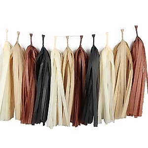 20PCS Cowboy Baby Shower Brown Tan Party Tissue Tassel Garland DIY Paper Tassels Banner Streamer Backdrop Western Theme Baby Shower Birthday Highchair Dessert Table Rustic Party Décor