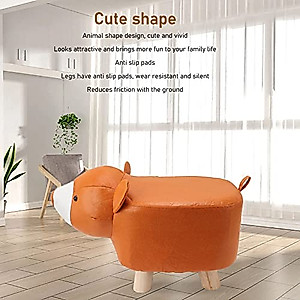 Pwshymi Cute Animal Footstool, Comfortable Small Footstool Wooden Reduce Friction for Entryway (Baby Bear)