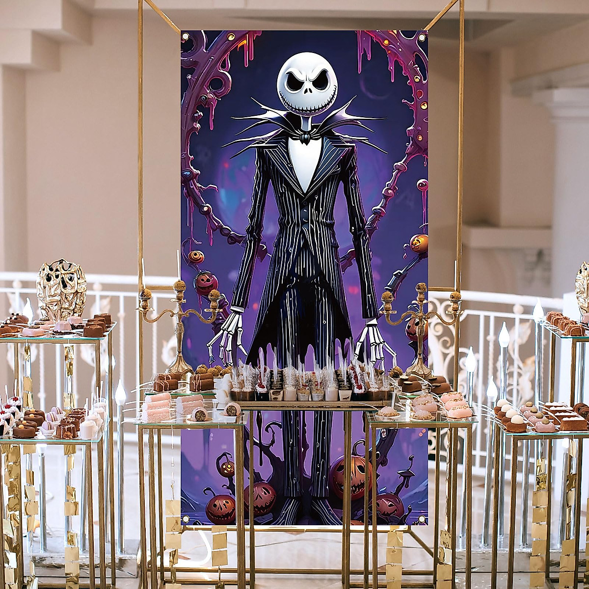 The Nightmare Before Christmas Door Cover Halloween Jack Skellington Birthday Party Front Door Porch Banner Photography Decoration
