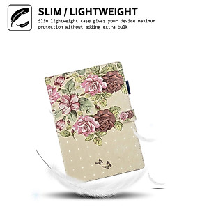 Case for iPad 9th/8th/7th Generation 10.2" (2021/2020/2019 Release), Techcircle 3D Pattern Slim Folding PU Leather Stand Flip Multi Credit Card Slots Wallet Cover with Pencil Holder, Flower Butterfly