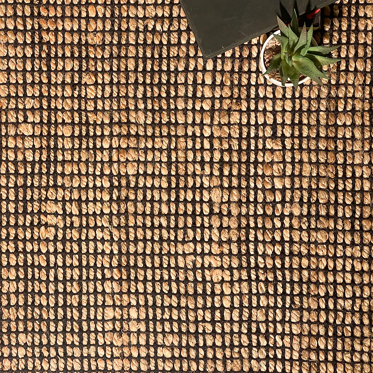 Chardin home Jute Rugs Collection- 2x5 Feet Jute Braids Rug, Boho, Rustic, Natural Jute/Black, Hand Woven Long Runner Rug for Bedroom, Living Room, Kitchen and entryways