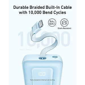 Anker Portable Charger, 10,000mAh 30W Power Bank, USB-C in and Out Fast Charging Battery Pack, Travel Essential Phone Power Bank, for iPhone 16/15/14/13/12, iPad, MacBook, Galaxy, Google, and More