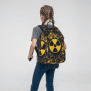 Radioactive Symbol Yellow Doodle Casual Backpack Bookbag Hiking Outgoing Daypack Laptop Pack For Women Men'S Boys Girls