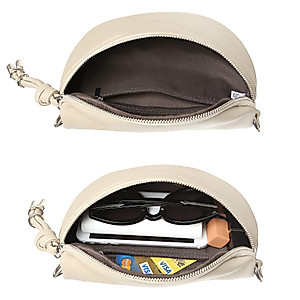 Haytijoe Crossbody Sling Bag for Women Fanny Packs Vegan Leather Bum Bag for Travel (Style6-Khaki)