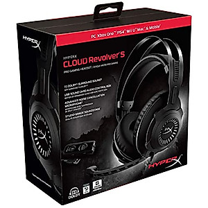 HyperX Cloud Revolver S Gaming Headset with Dolby 7.1 Surround Sound - Steel Frame - Signature Memory Foam, Premium Leatherette, for PC, PS4, PS4 PRO, Xbox One, Xbox One S (HX-HSCRS-GM/NA) (Renewed)