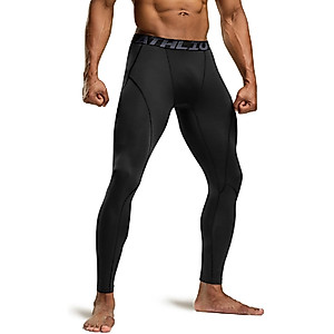 ATHLIO Men's Thermal Compression Pants, Athletic Running Tights & Sports Leggings, Wintergear Base Layer Bottoms, 3pack Thermal Pants Black/Black/Black, Large