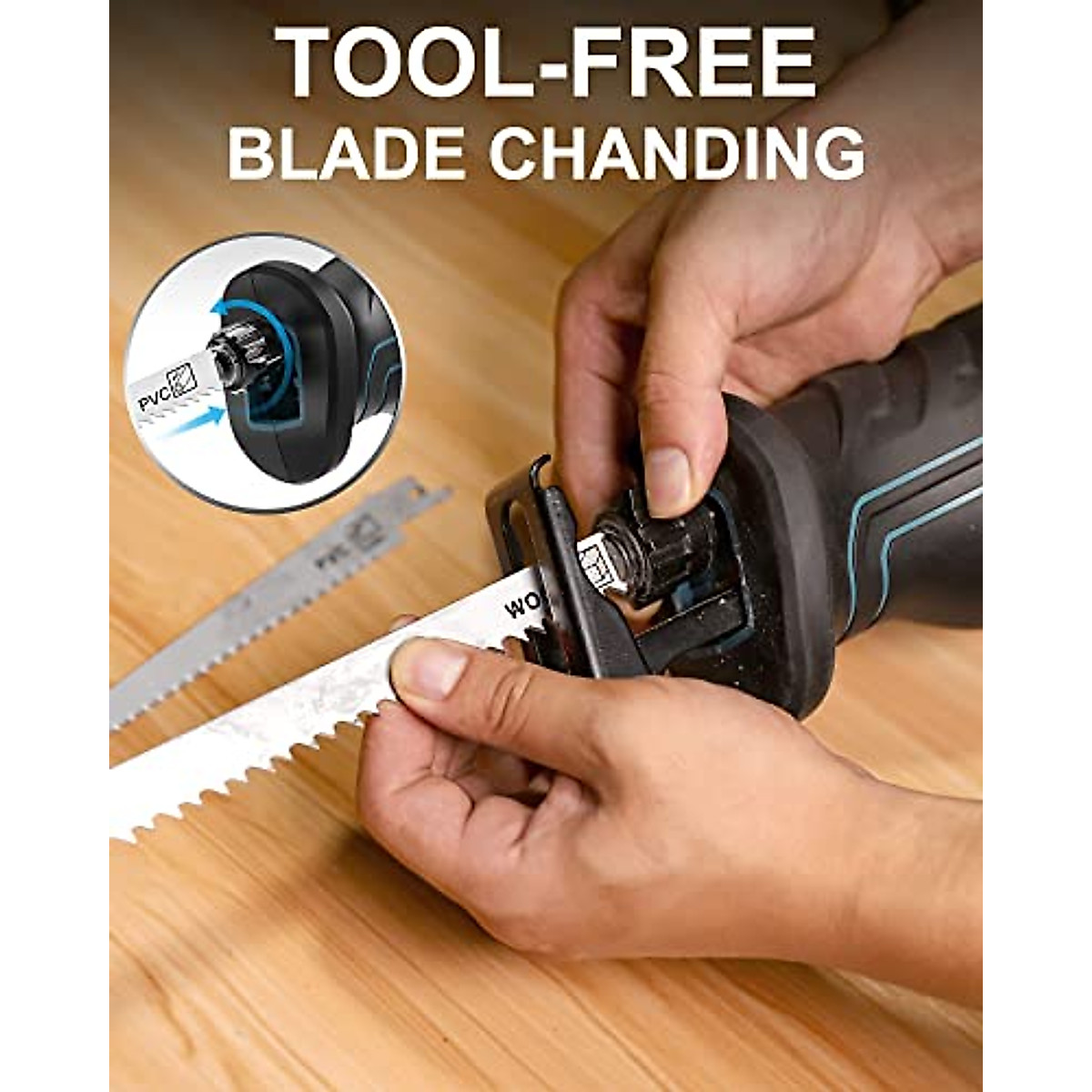 WESCO 20V Cordless Reciprocating Saw, 4.0Ah Li-ion Battery, 0-3000SPM Variable Speed, 3/4" Stroke Length, Recip Saw for Wood Metal PVC Cutting