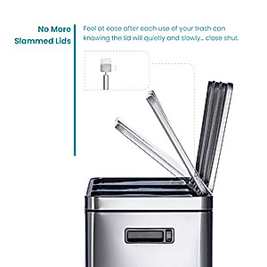 Home Zone Living 16 Gallon Kitchen Trash Can Recycling Combo with 3 Compartments for 60 Liter Total Capacity