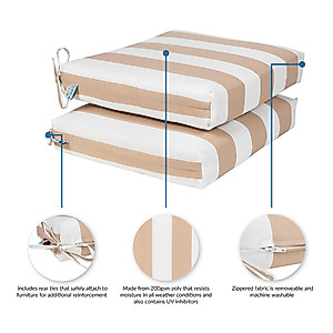 Island Umbrella NU6932 Outdoor Seat Cushion, Champagne Stripe