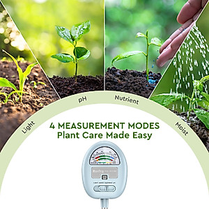 【Upgraded 】 4-in-1 Soil Moisture Meter, Soil Ph Meter, Soil Tester for Moisture, Light,Nutrients, pH,Soil Ph Test Kit, Great for Garden, Lawn, Farm, Indoor & Outdoor Use ，No Battery Required（Blue)