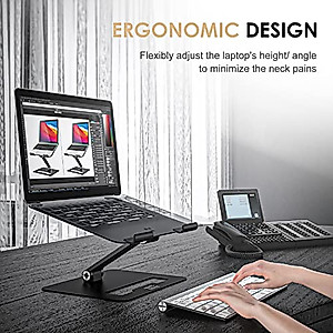 Minthouz Laptop Stand for Desk, Ergonomic Laptop Riser,Height & Angle Adjustable Computer Stand, Foldable Laptop Holder Compatible with MacBook Air Pro Dell XPS Lenovo HP More 10"-17" Laptops