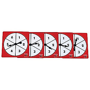 LEARNING ADVANTAGE 1-6 Number Spinners - Set of 5 - Arrow Spinner for Games - Free-Spinning for Board Games and Classroom Probability Activities