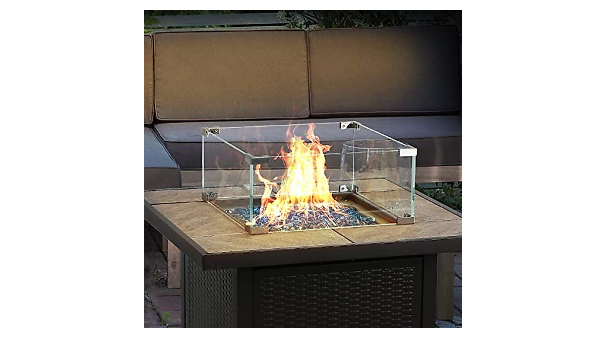 BALI OUTDOORS 18" Square Fire Pit Glass Wind Guard