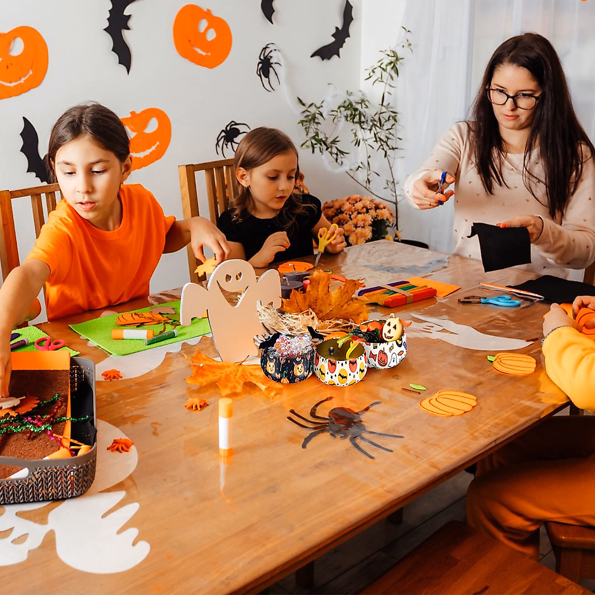 12 Pack Halloween Cookie Tins with Lids 8 oz Candle Jars for Making Candles Large Capacity Round Tinplate with Lids Cookie Containers for Storing Candies Biscuits Treat Small Gift(Halloween)