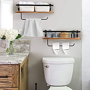 PHUNAYA Floating Shelves,Wall Mounted Shelf for Kitchen,Living Room,Bedroom,Bathroom Storage,Rustic Wood,Set of 2