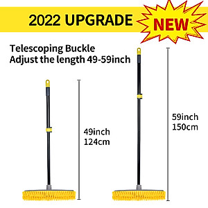 Pet Hair Broom Rubber Broom 59" Long Handle with Build-in Squeegee Silicone Broom for Sweeping Hardwood Floor Tile