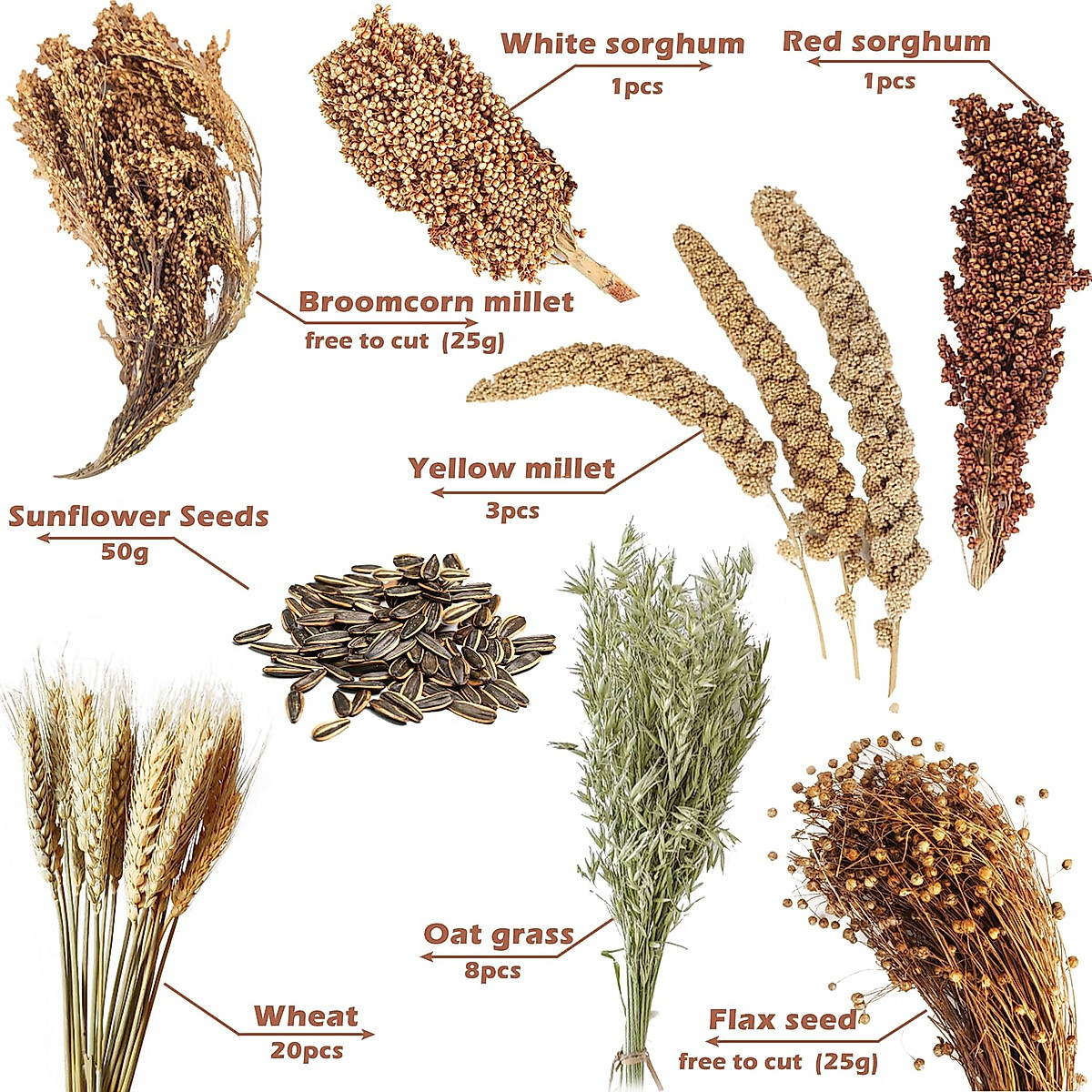 NICERINC PET Natural Ear of Grain Flower&Herb Bedding Mate Habitat Decor, Adding Fun Hamster Accessories for Hamsters Gerbils Lemming