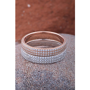 SILVERCLOSEOUT Rhodium Plated Sterling Silver Womens Wide CZ Cubic Zirconia Eternity Band Ring - Size 7