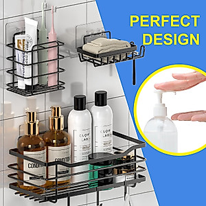 BCHWAY FAMILY Shower Caddy 5 Pack, Adhesive Shower Organizer for Bathroom Storage and Home Decor Kitchen No Drilling, Rustproof Stainless Steel Bathroom Organizer, Shower Shelves for Inside