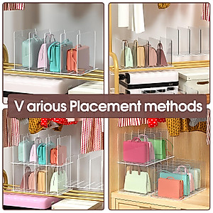 Purse Organizer for Closet,Adjustable Shelf Divider for Closet, Clear Purse Organizers for Closet Bookshelf Separator Dividers in Bedroom, Office (CLEAR, 5LAYER)