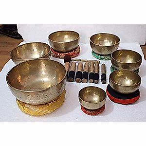 Chakra Healing Tibetan Singing Bowl - Set of 7 - Hand Hammered Tibetan Meditation