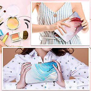 Sanwuta 12 Pieces Cosmetic Makeup Bags Printed Roomy Toiletry Waterproof Beauty Bag Organizer Pouches with Zipper Makeup Accessories for Women(Marble Style)