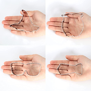 Fangleland Witch and Wizard Cookie Cutter Set Stainless Steel Owl Witch's Hat Broom Scarf Lightning Biscuit Fondant Molds for Baby Shower All Saints' Day Witches Party