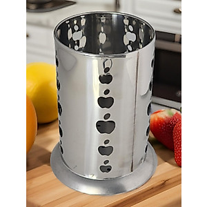 EAR FREE Utensil Holder - Kitchen Space Saver | Organizer for Utensils - 6.49 x 3.93 Inch - stainless steel Silver Holder