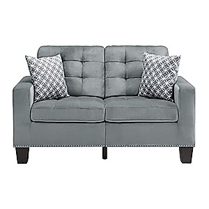 Lexicon Leighton Fabric Loveseat with 2 Pillows, 57" W, Gray