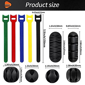 140 Pack Cable Cord Management Kit, DPISILYY 120+20 Fastening Hook Loop Cable Ties Straps Charger Cord Organizer for Desk Messy Cables PC Computer Accessories