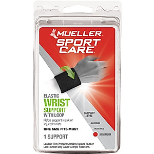 Mueller Wrist Support withloop Elastic, Black, One Size