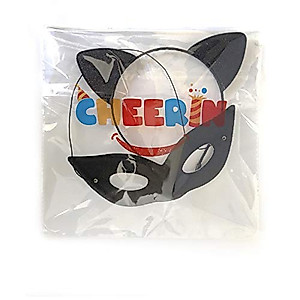 Cheerin Cat Ear Headband with Cat Mask | Glitter Kitty Cat Ears Headband with Black Mask | Halloween Cat Costume accessory for Kids and Adults | Cat themed Party, Christmas, Cosplay Party Costume