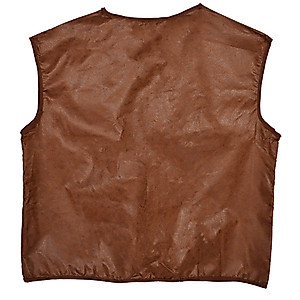 Beistle mens Western Beistle Faux Brown Leather Cowboy Vest w Fringe, Multicolored, One Size US