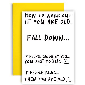 Huxters Funny Birthday Card – A5 Happy Birthday Card her for friend – gifts for women friends - Birthday Card for Him and Her – Ideal for Friends, Family, Colleagues – Blank Interior (Fall Down)