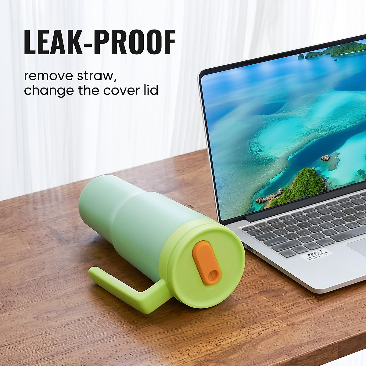 Fijinhom 40 oz Tumbler with Handle and Straw, Triple Layer Insulated Stainless Steel Water Bottle with Infuser, Travel Tumbler Fit Most Cupholder, Gifts for Women & Men, Mint