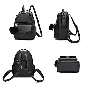 I IHAYNER Mini Backpack for Women Small Backpack for Ladies Leather Backpack Purse Designer Travel Satchel Bags with Pompom