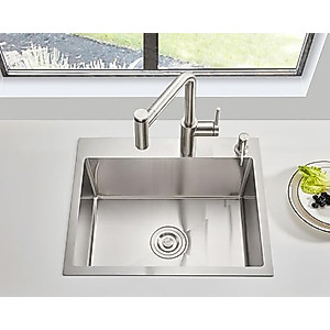 MENATT 20-inch Drop in Kitchen Sink, SUS304 Stainless Steel Top-Mount Handmade Kitchen rv Sink, Single Bowl Sink with Basket Strainer, 20"*16"*9" (Brushed)