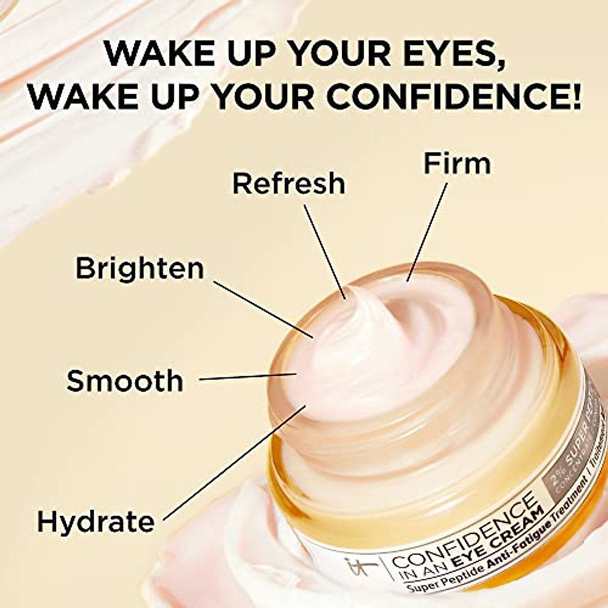 IT Cosmetics Confidence in an Eye Cream, Anti Aging Eye Cream for Dark Circles, Crow's Feet, Lack of Firmness & Dryness, 48HR Hydration with 2% Super Peptide Concentrate, for Day + Night - 0.5 fl oz