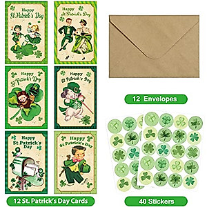 ceiba tree Vintage St. Patrick's Day Cards Assorted Retro Blank Greeting Notes Cards with Envelopes and Stickers