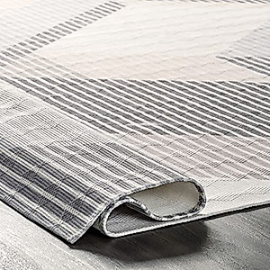 nuLOOM Alesha Modern Striped Machine Washable Area Rug, 8' x 10', Beige