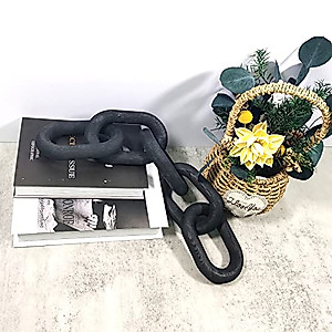 linsuo Decor Wood Knot, Home Shelf Decor, Wood Chain 3 Link Decor, Hand Carved Home Decorations for Living Room, Farmhouse Coffee Table Decor (5-Ring Black)