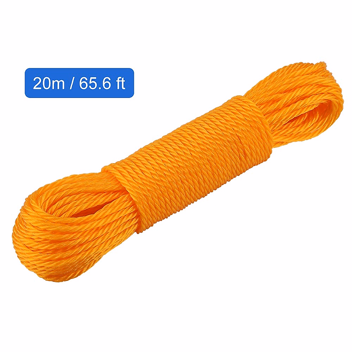 Nylon Clothesline Rope, 20m Windproof Clothes Drying Rope Portable Laundry Line Hanger Rope for Indoor Outdoor Garden Travel Camping Home Hotel(Orange)