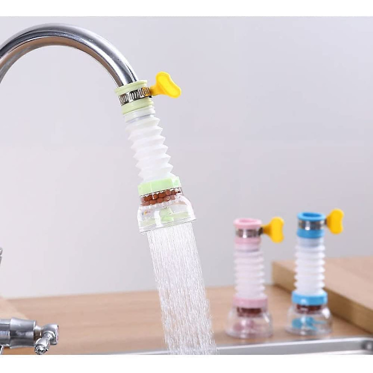 4every 360°Rotating Faucet Nozzle Water Filter 3PCS Filter Sprayer Faucet Water Saving Device Pressurized Shower Faucet Accessories Household Kitchen Faucet Filter Silicone Mouth Long Service Life