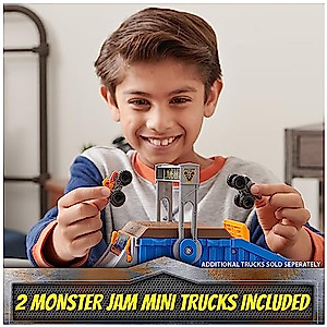 Monster Jam Mini Freestyle Flip Arena Playset and Storage with 2 Mini Monster Jam Trucks, Kids Toys for Boys and Girls Ages 3 and up