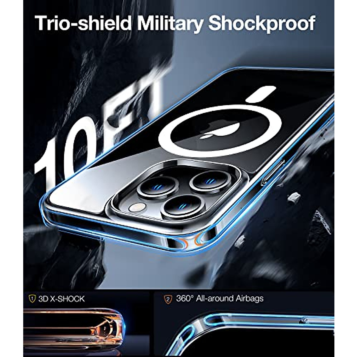 TORRAS Magnetic Clear for iPhone 13 Pro Case, Compatible with MagSafe, Never Yellow, Military Grade Drop Tested, Protective Slim Thin Case for iPhone 13 Pro Phone Case, 6.1", Clear