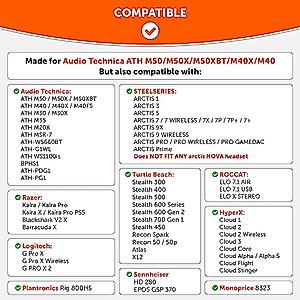 WC Wicked Cushions PadZ - Thick & Soft Ear Pads for ATH M50X / M40X / SteelSeries Arctis/HyperX Cloud & Alpha/Logitech G Pro X/Compatible with Over 50 Headphones | Black