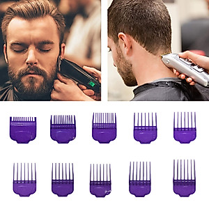 Magnetic Clipper Guards Guide Comb 10pcs Set Compatible with Andis Master Hair Clippers Purple