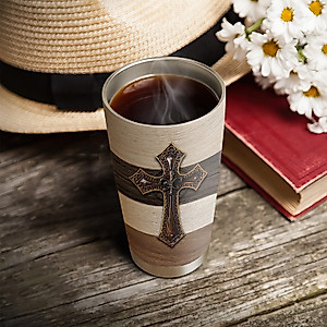 20oz Cross Faith Hope Love Tumbler, Religious Gifts, Christian Gifts, Coffee Thermos for Women, Men, Stainless Steel Double Wall Vacuum Insulated Coffee Mug, Travel Cup with Lid